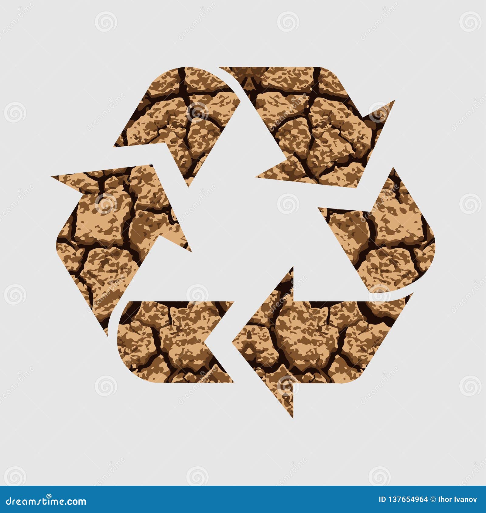 Recycle Sign, Earthy Texture, on a White Background Stock Illustration ...