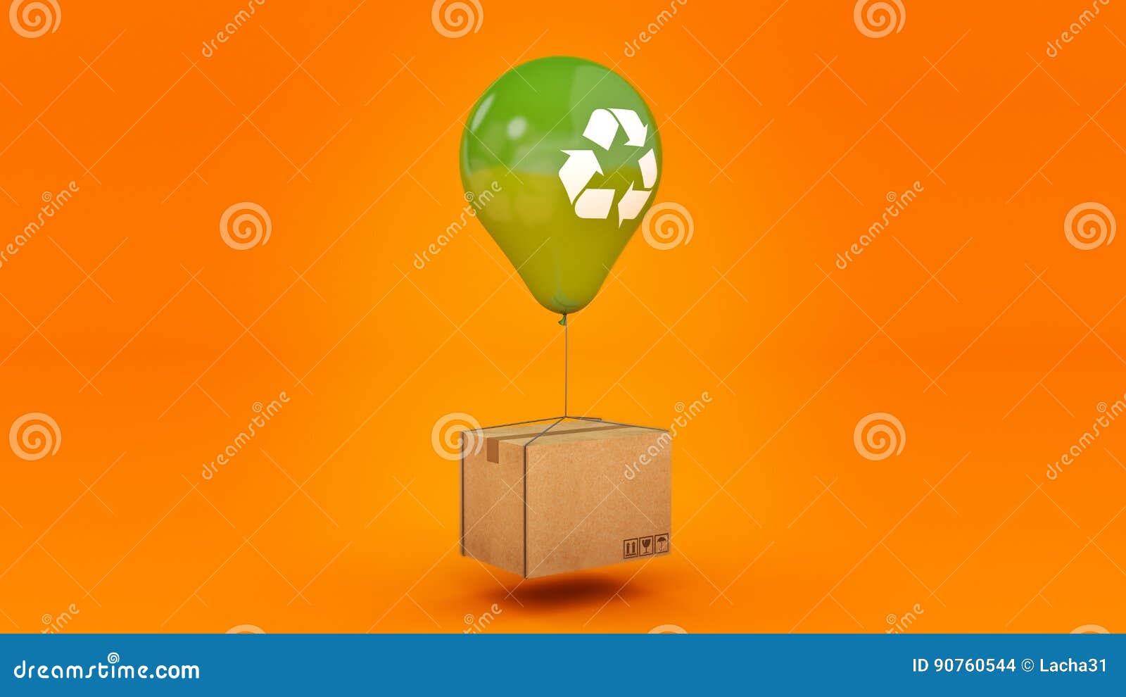 Recycle Sign on a Green Glossy Balloon and Cardboard Stock Illustration ...