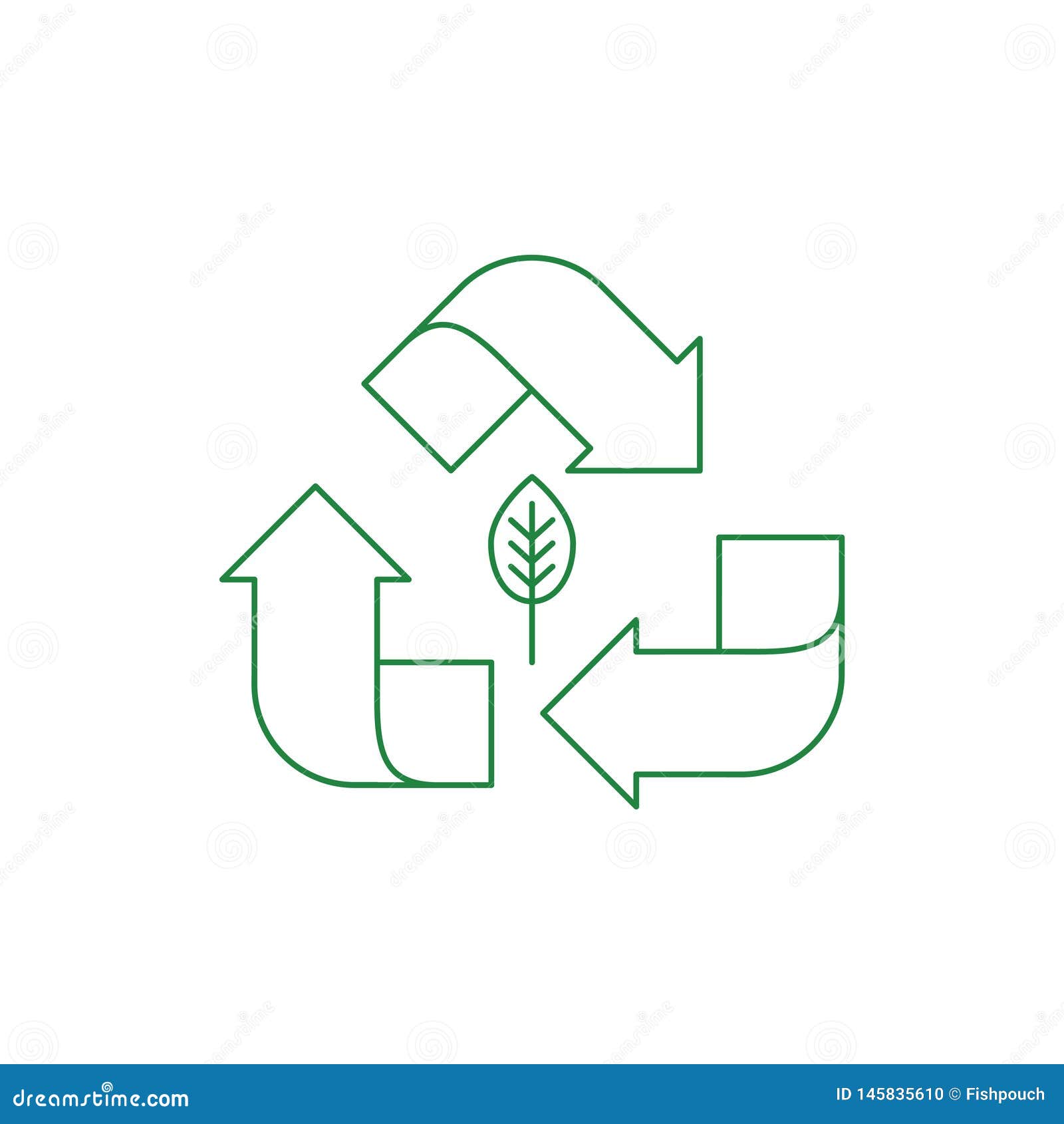 Recycle Sign Green Line Isolated on White Background. Stock Vector ...