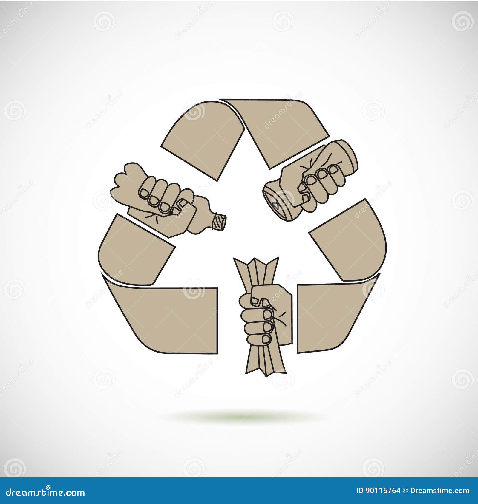 Recycle Sign Icon with Hands. Stock Illustration - Illustration of hand ...