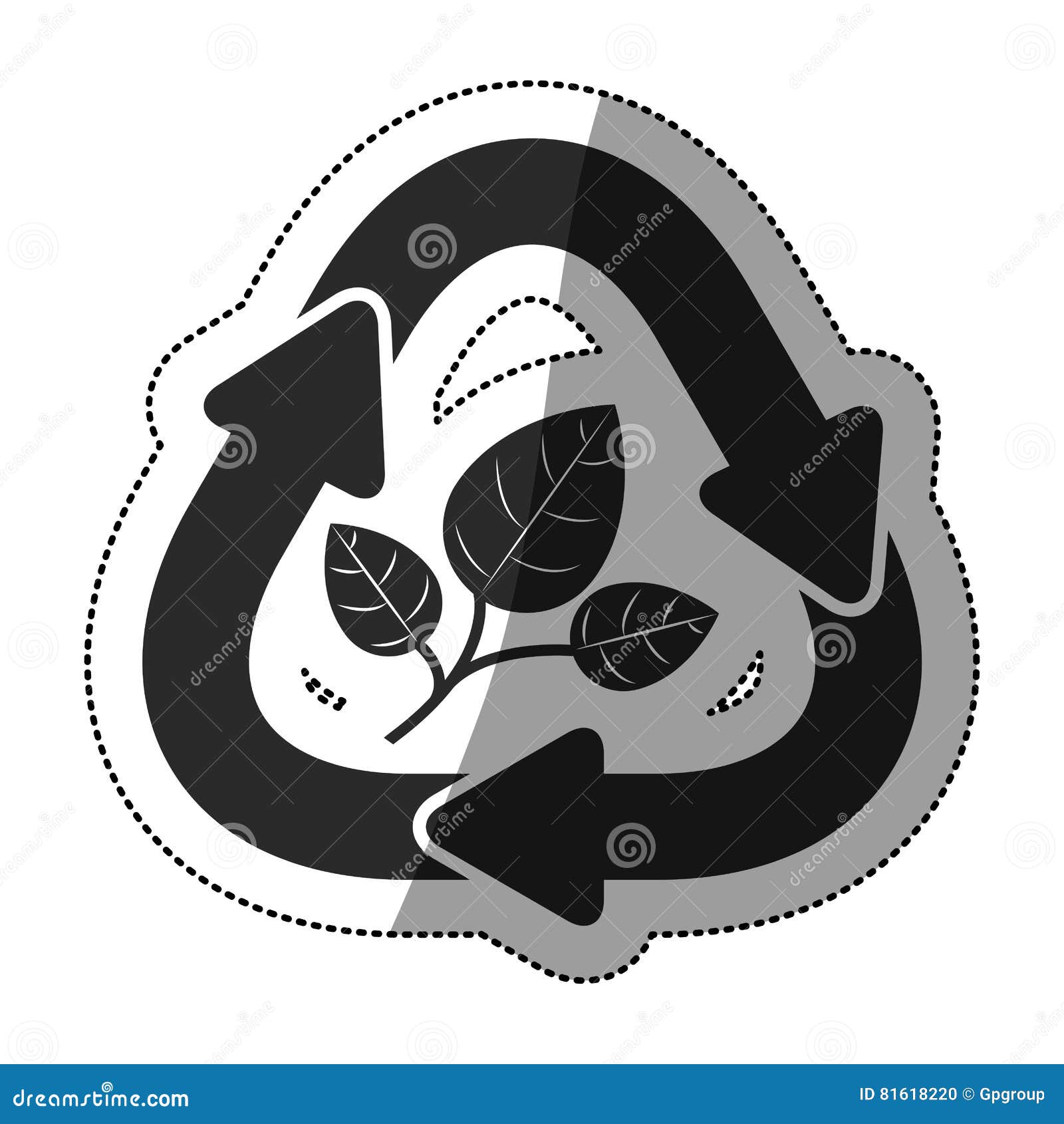 Recycle Sign and Leaf Design Stock Illustration - Illustration of ...