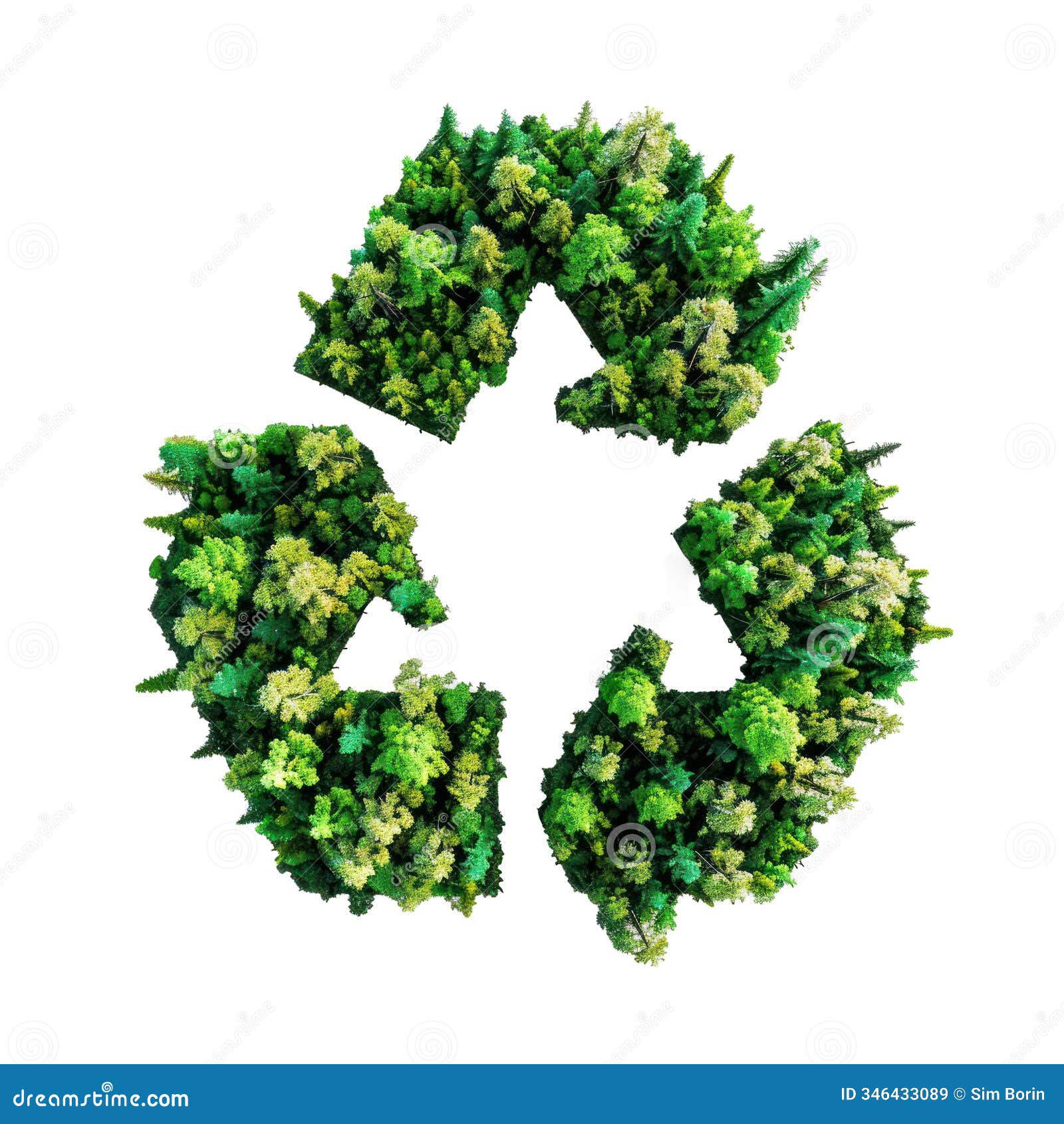 Recycle Sign Made of Green Trees Isolate Stock Illustration ...