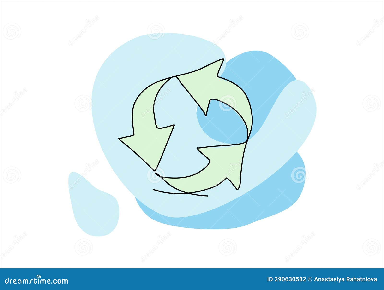 Recycle Sign One Line Drawing Colored with Pastel Colors. Vector ...