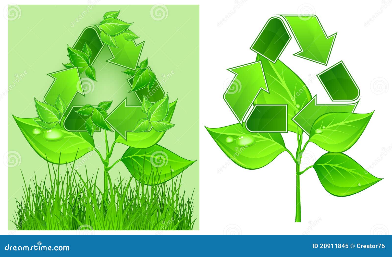 Recycle sign on plant stock vector. Illustration of protection - 20911845