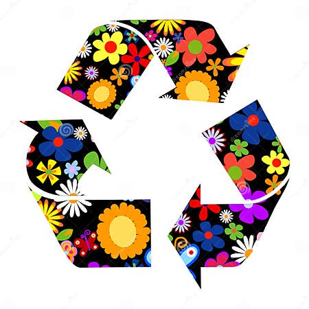 Recycle signs with flowers stock vector. Illustration of retro - 4798457