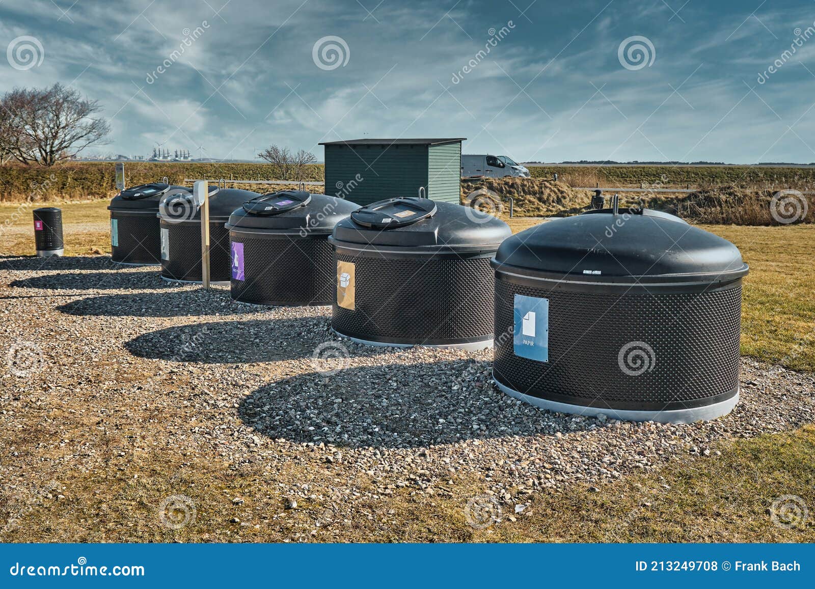 Recycle Station in Rural Denmark Stock Photo - Image of care, blue ...