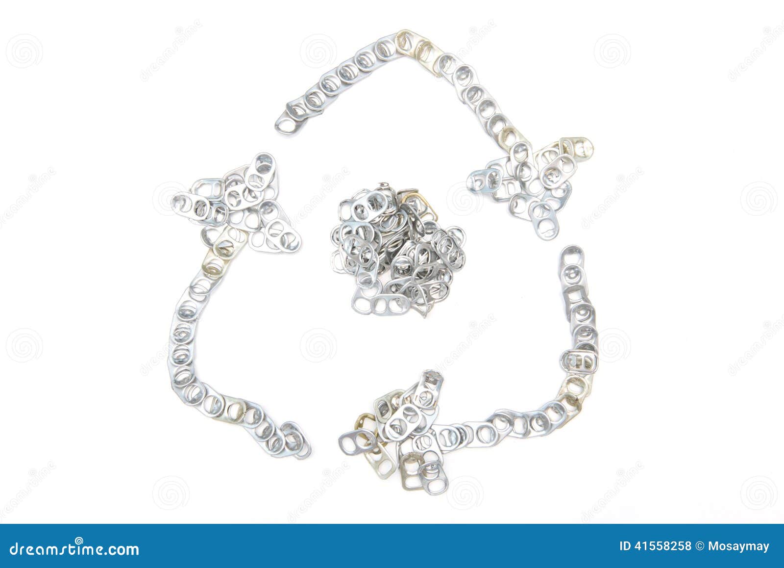 Recycle Symbol from Aluminum Pull Ring Stock Photo - Image of product ...