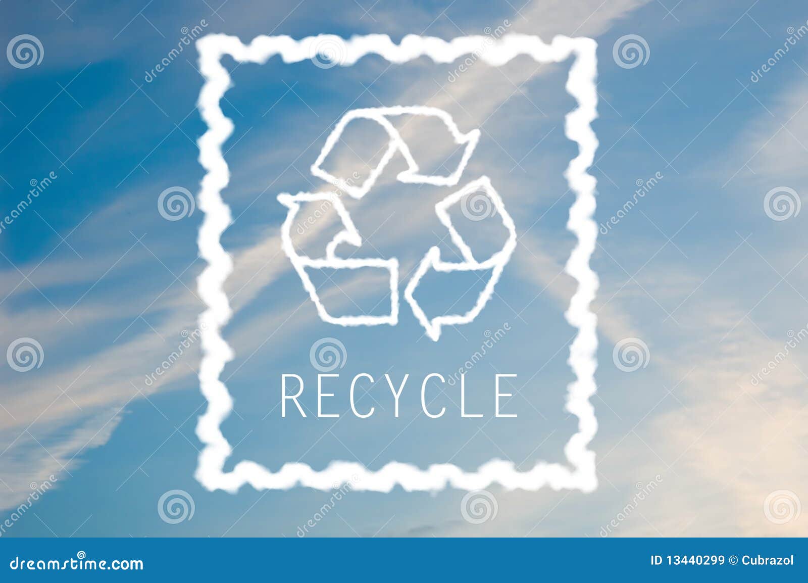 Recycle symbol on blue sky stock illustration. Illustration of natural ...