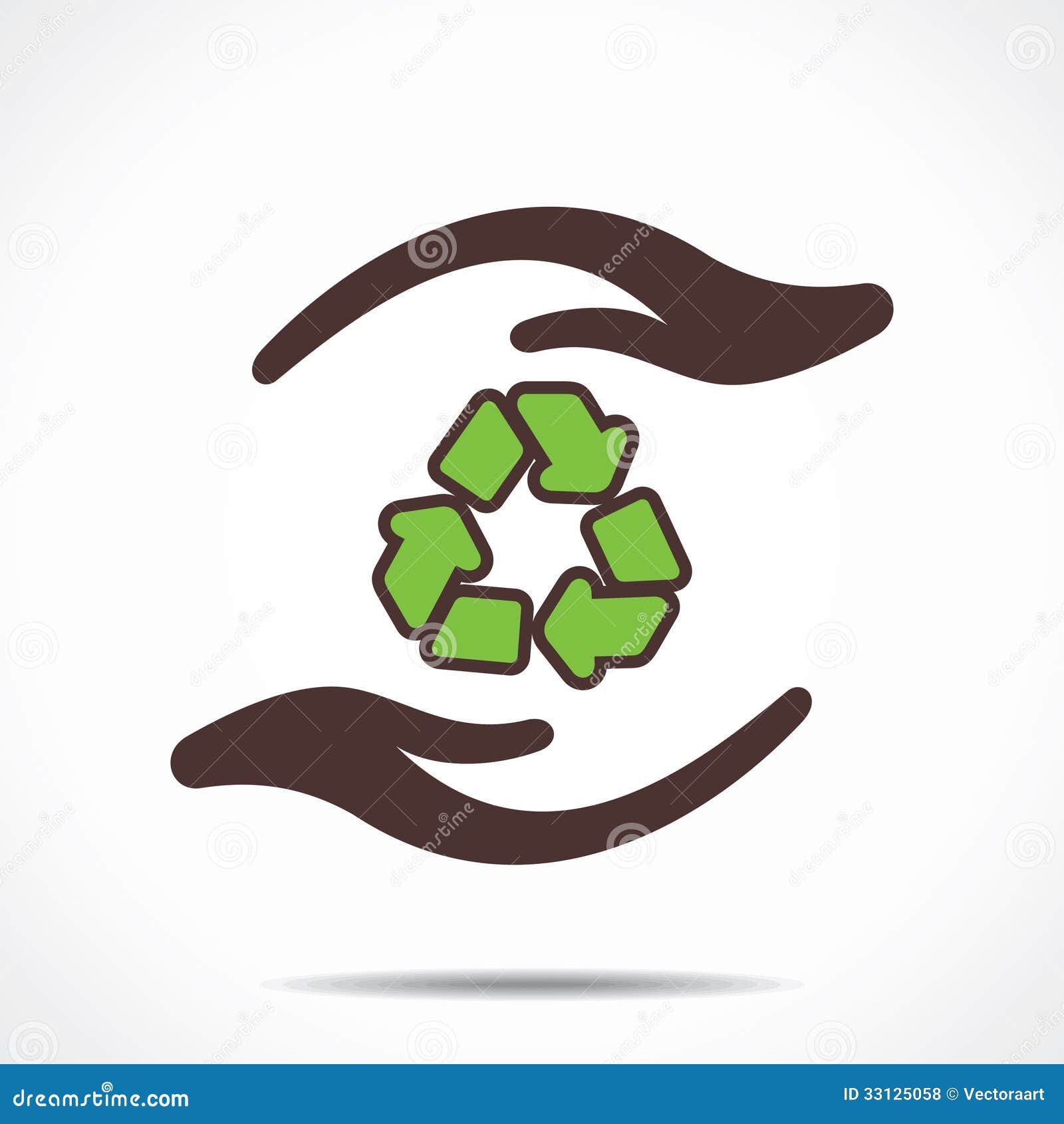 Recycle symbol in hand stock vector. Illustration of green - 33125058