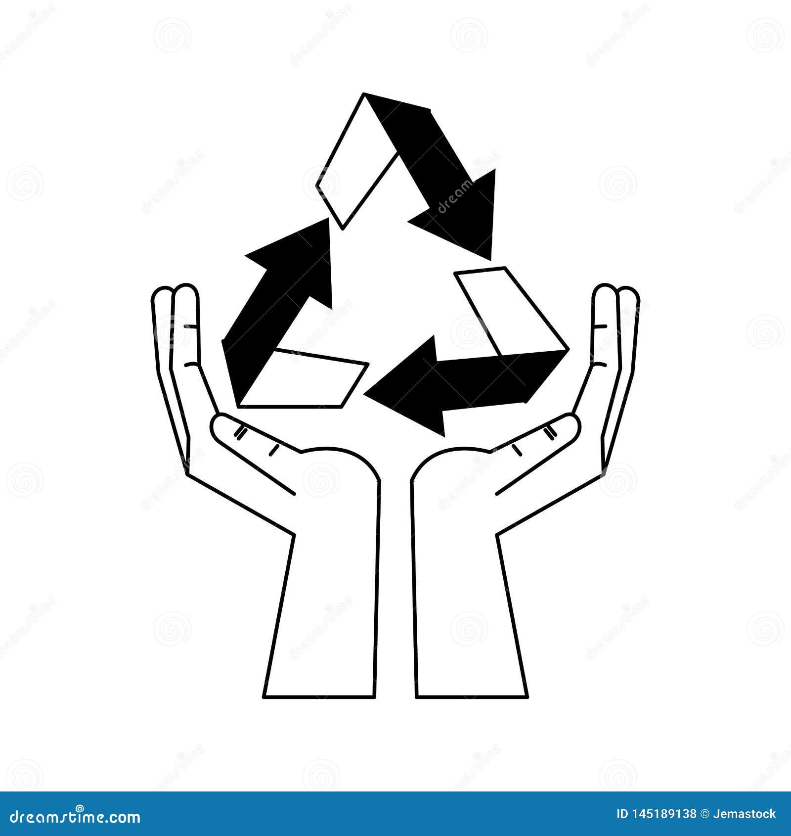 Recycle Symbol on Hands Open Symbol Stock Vector - Illustration of ...