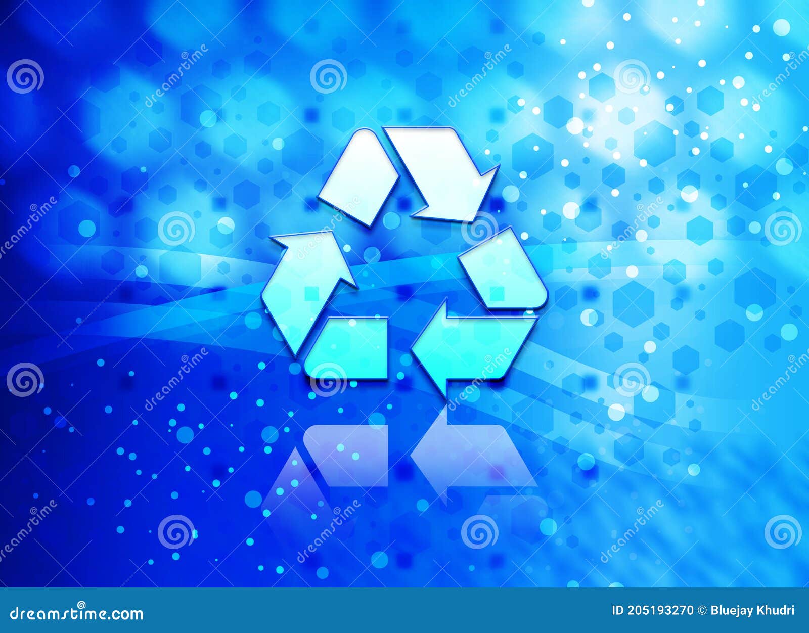 Recycle Symbol Icon Abstract Light Cyan Blue Hexagon Pattern Background ...