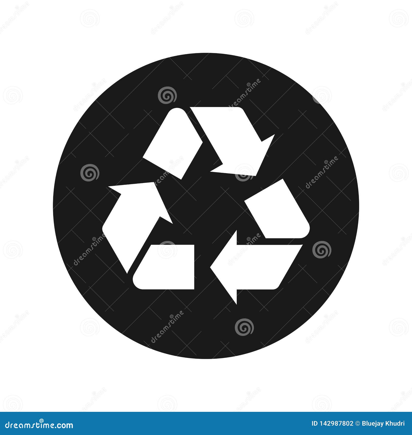 Recycle Symbol Icon Flat Black Round Button Vector Illustration Stock ...