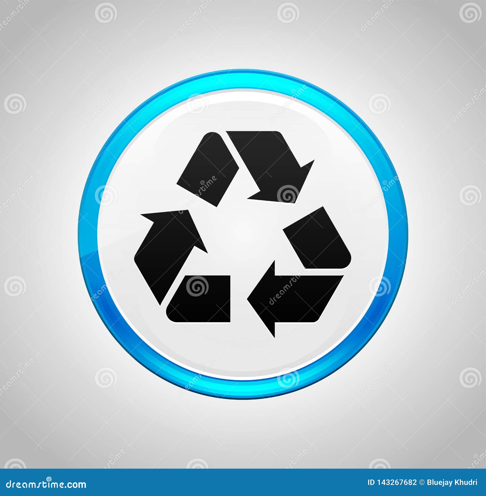 Recycle Symbol Icon Round Blue Push Button Stock Illustration ...