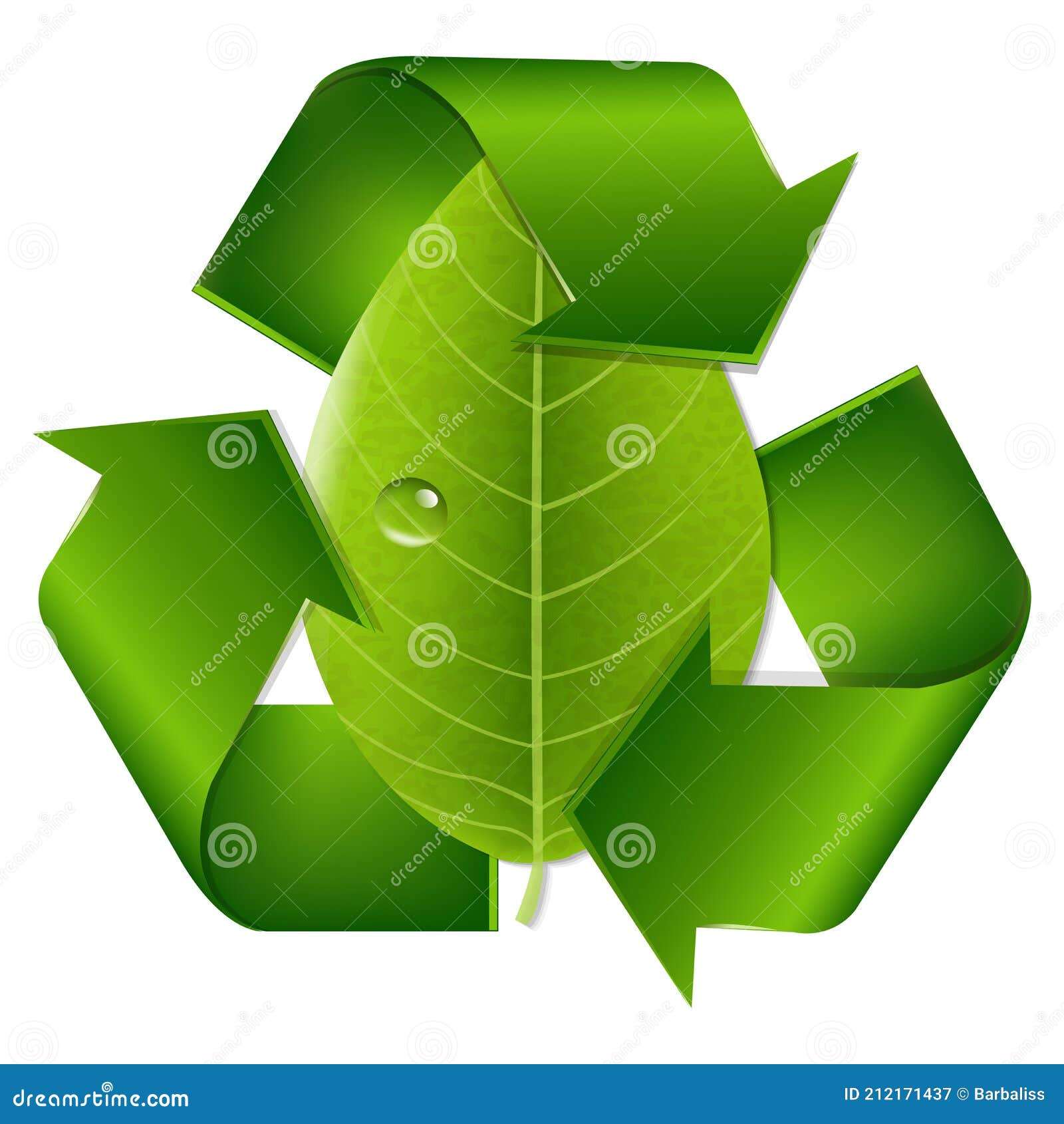 Recycle Symbol with Leaf stock vector. Illustration of global - 212171437