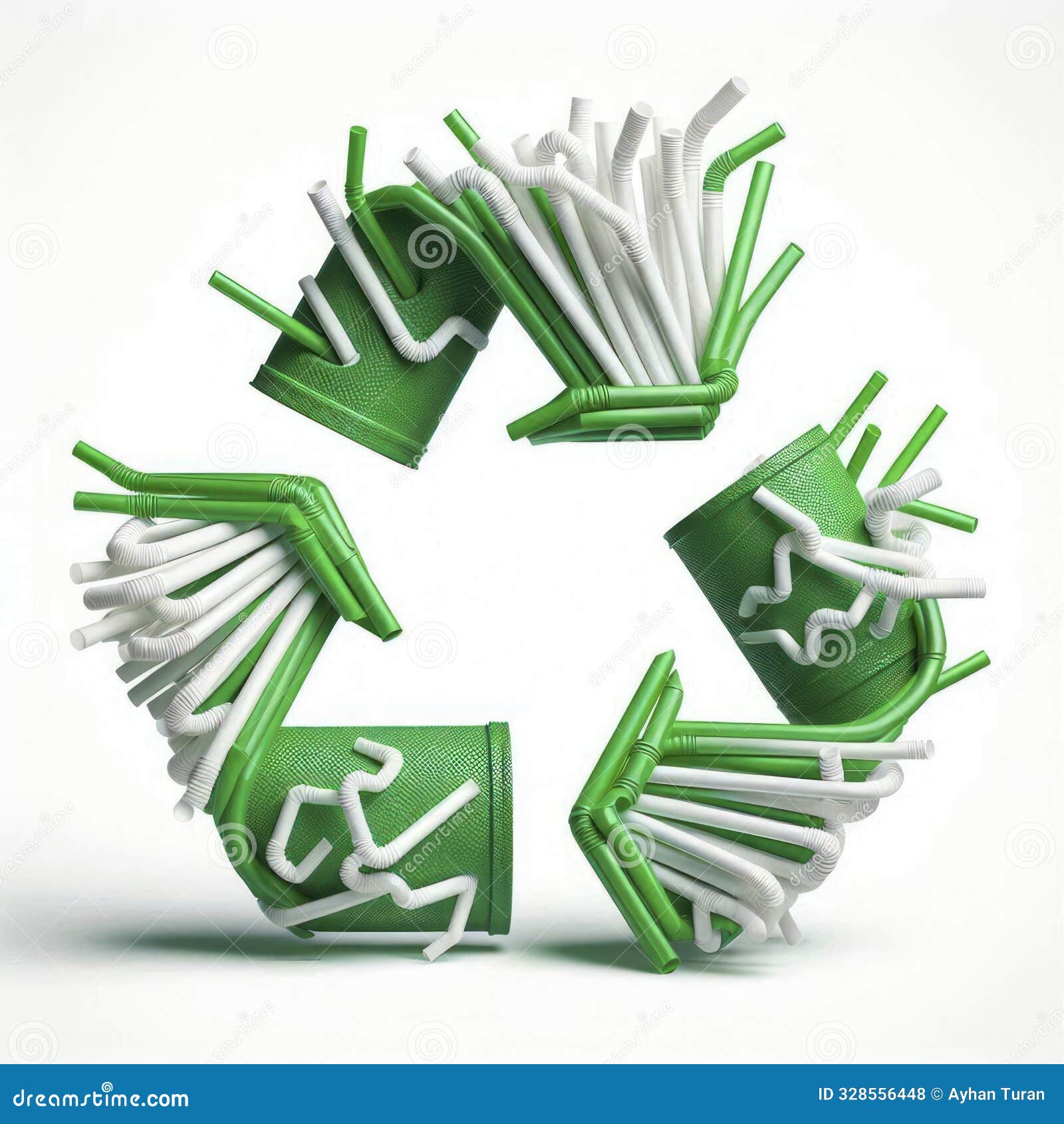 Recycle Symbol Made of Plastic Straws Environmental Awareness ...