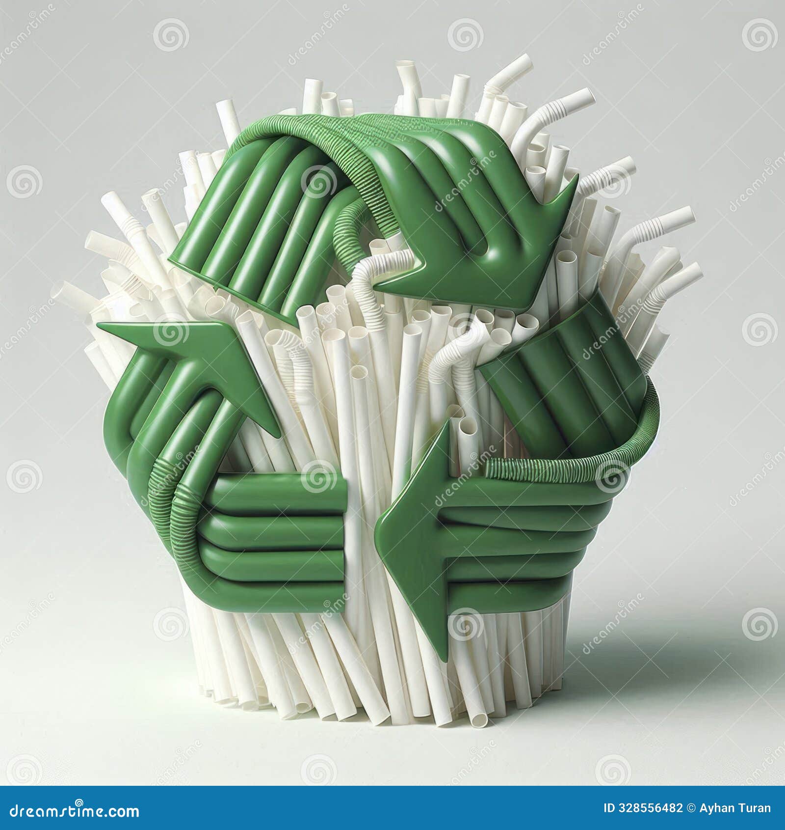 Recycle Symbol Made of Plastic Straws Environmental Awareness ...