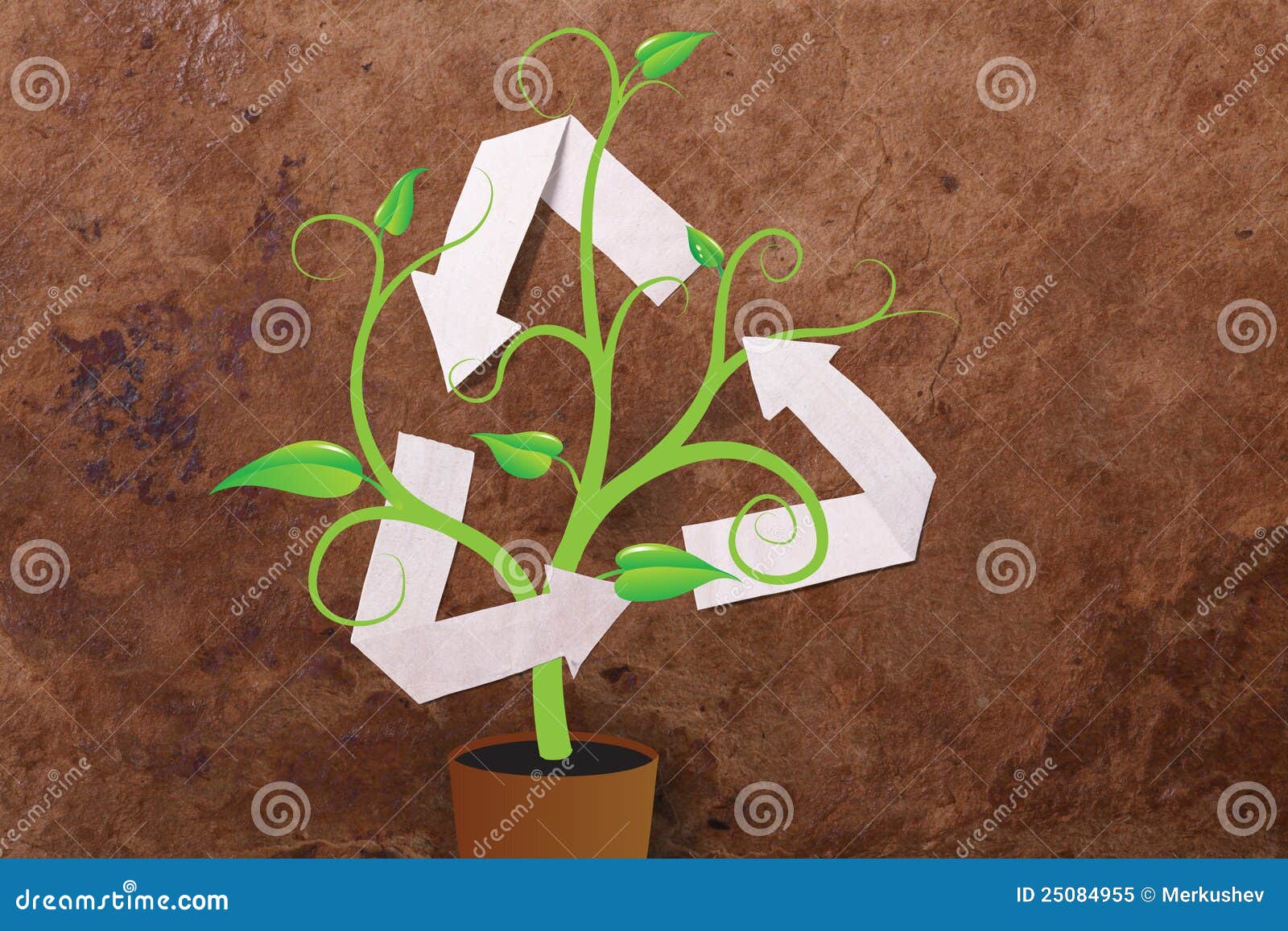 Recycle Symbol With Plant On Paper Background Royalty-Free Stock ...