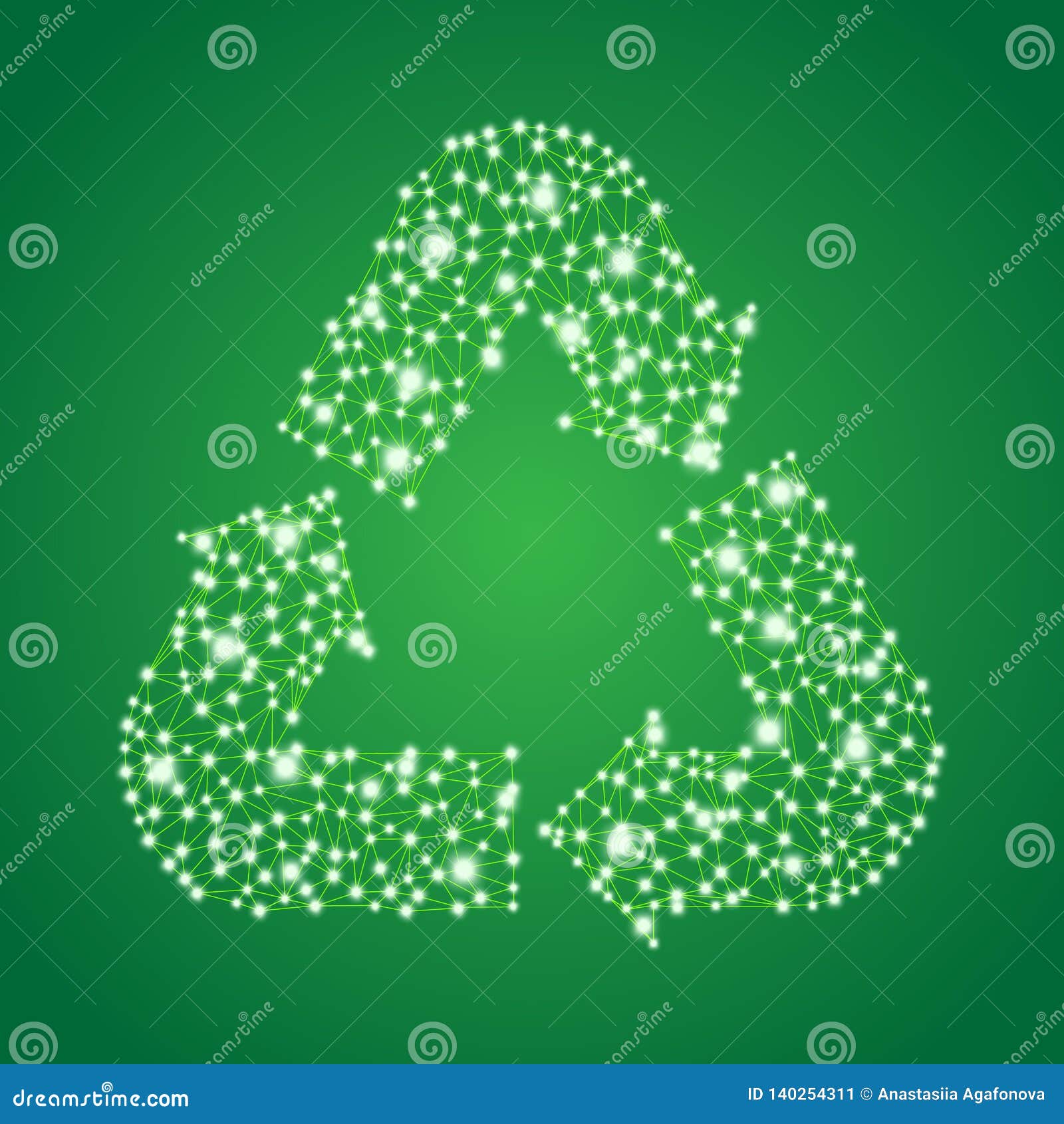 Recycle Symbol Sign in Polygonal Lines and Dots Plexus Pattern Stock ...