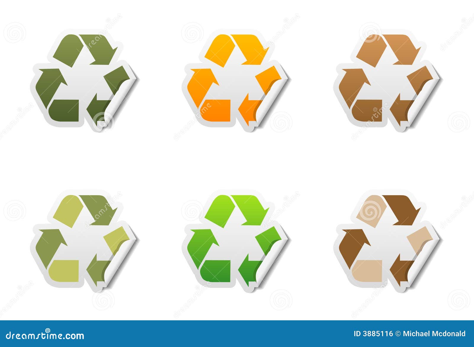 Recycle Symbol Stickers with Peeled Edge Stock Vector - Illustration of ...