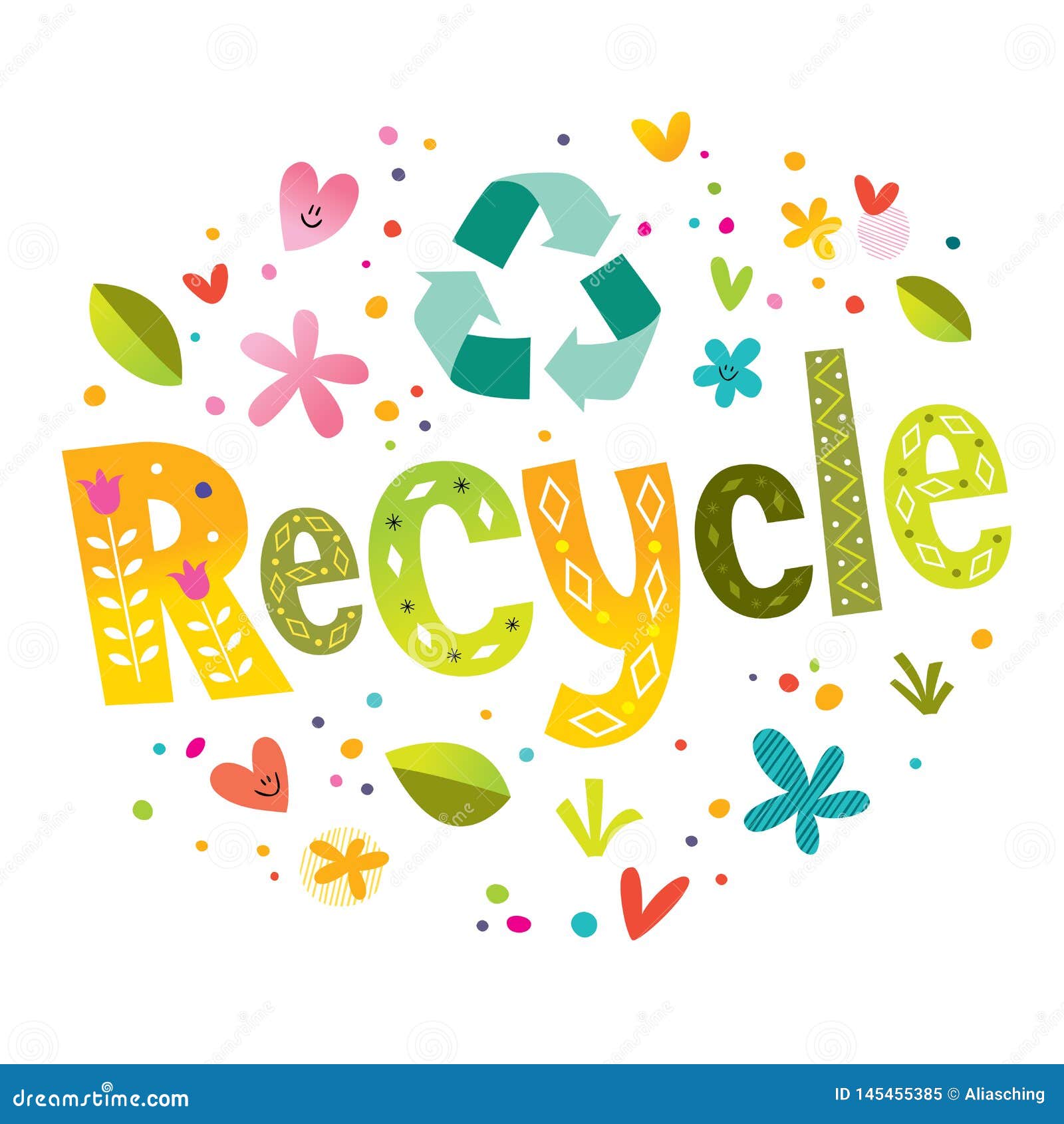 Recycle Symbol with Lettering Stock Vector - Illustration of reuse ...