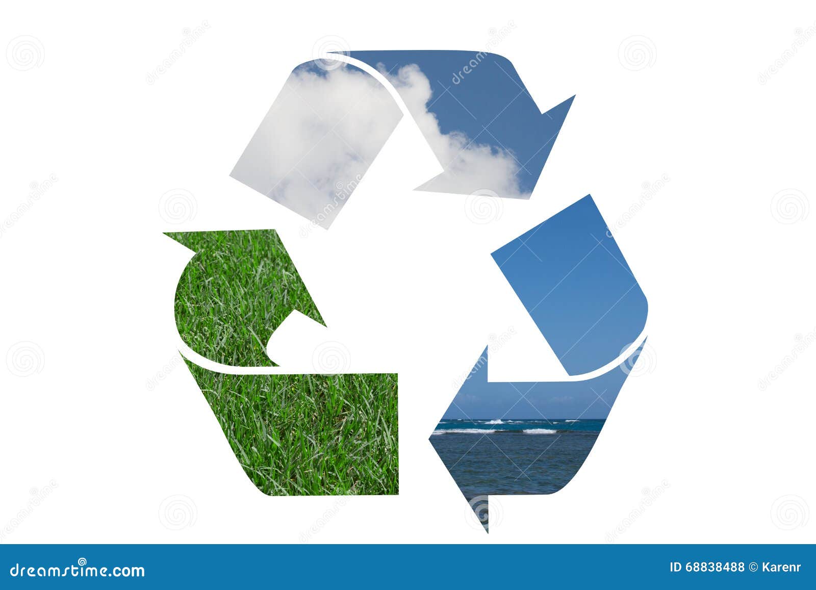 Recycle Symbol with Water, Sky and Grass Stock Illustration ...