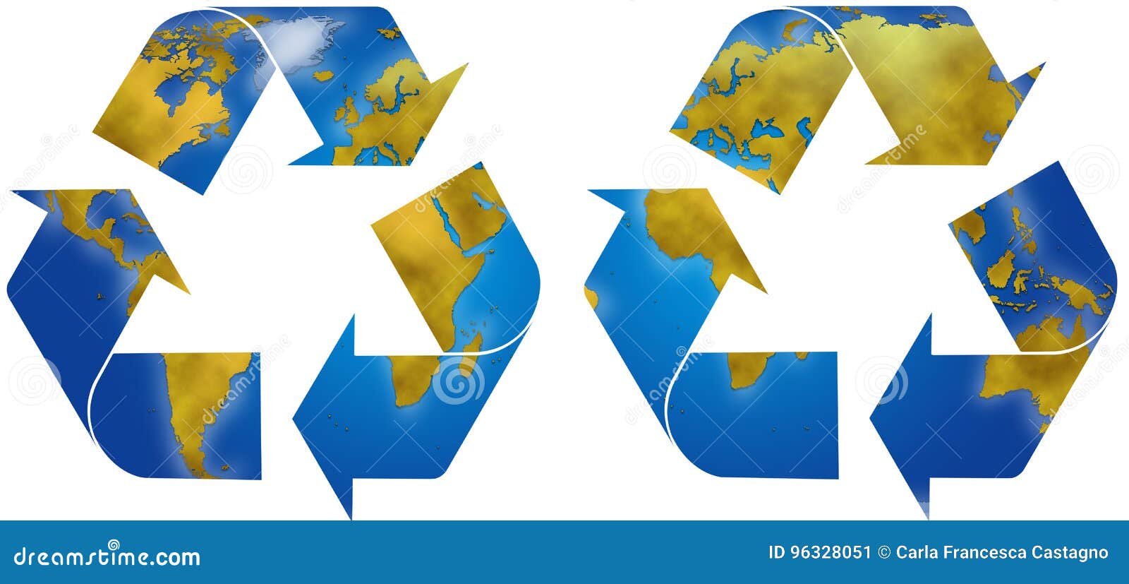 Recycle Symbols with Earth Map Stock Illustration - Illustration of ...