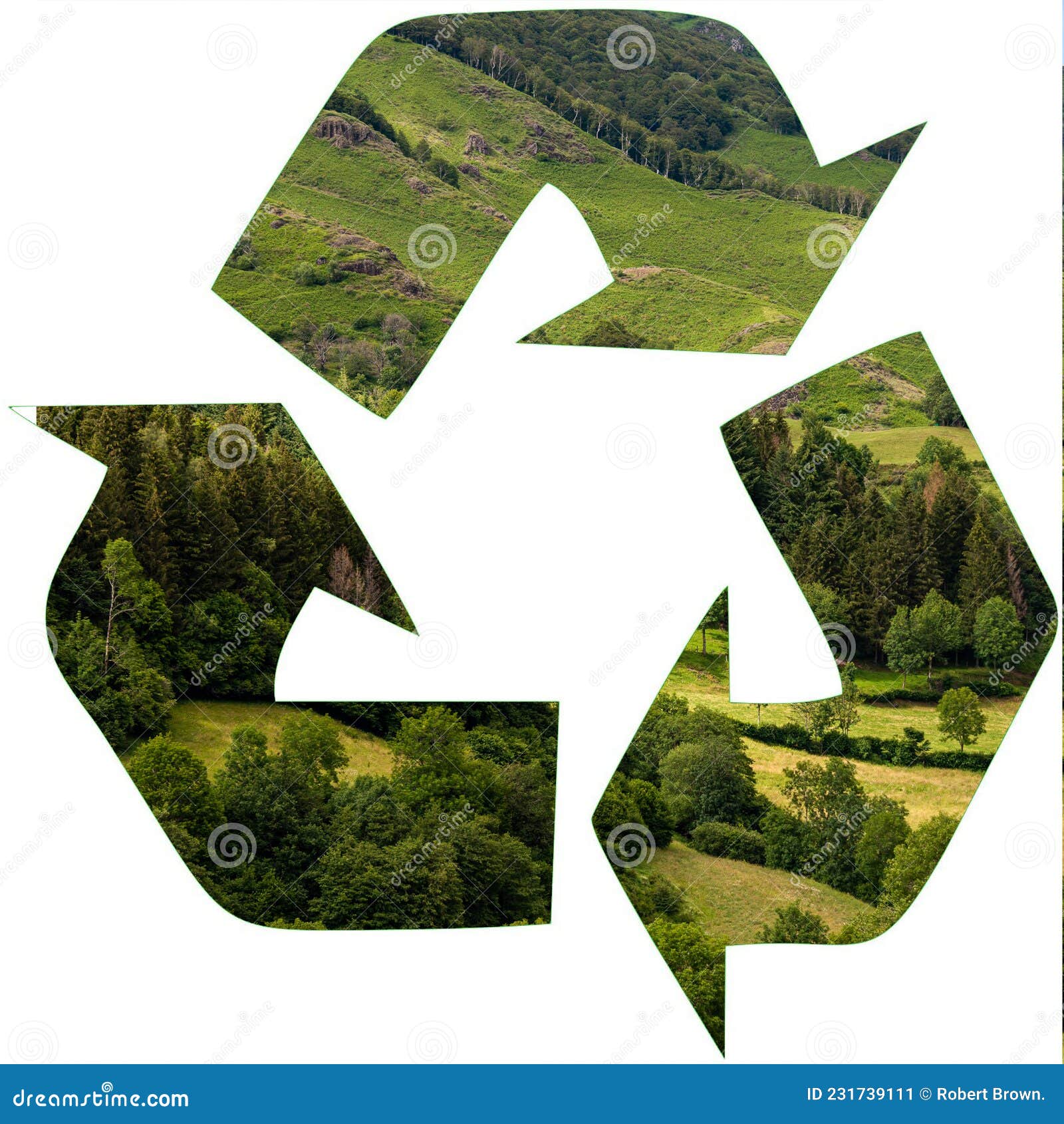 Recycle Symol with Green Lanscape Concept of Recylcing and Enviromental ...