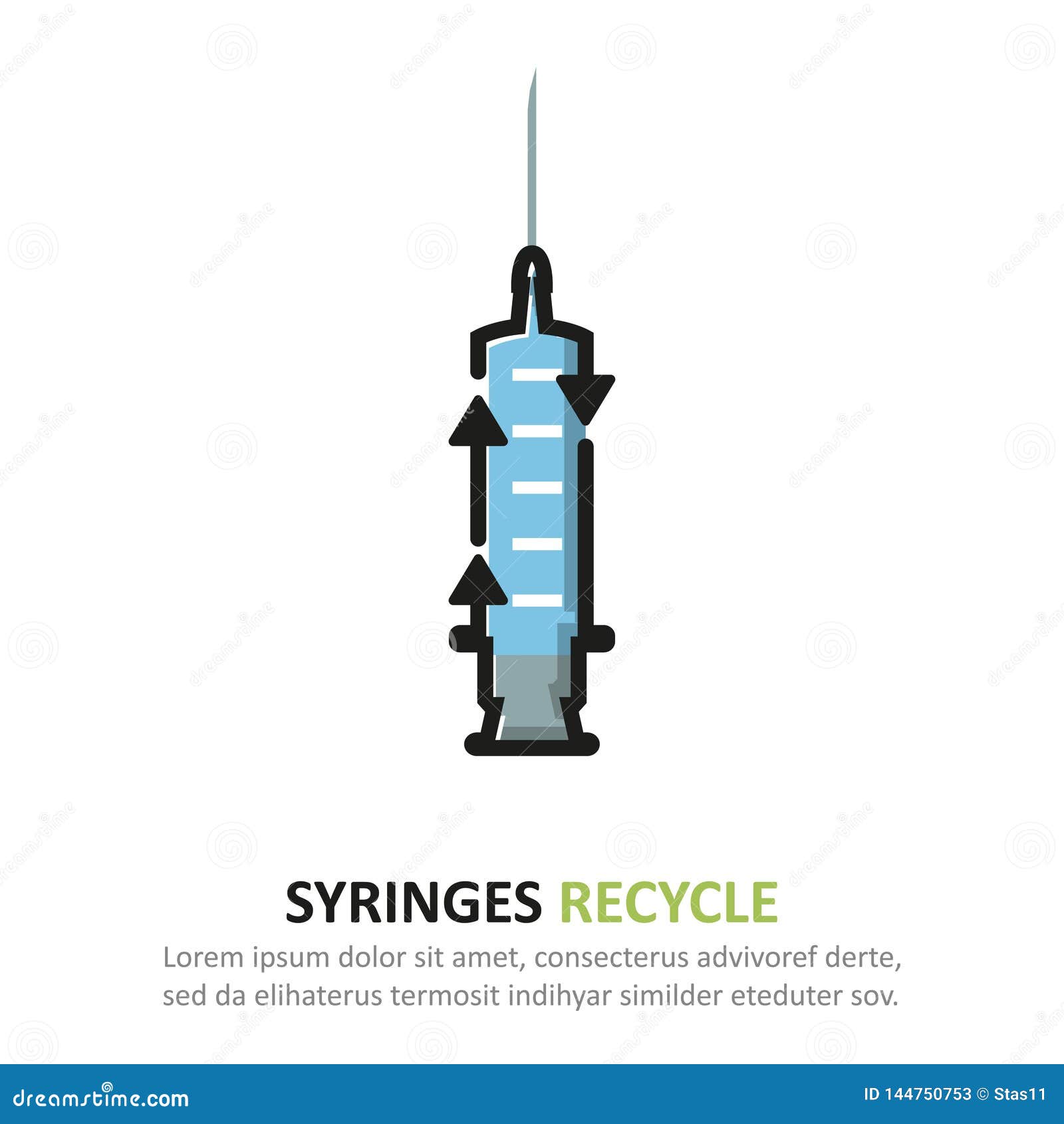 Recycle Syringe Icon in a Flat Design. Vector Illustration Stock Vector ...