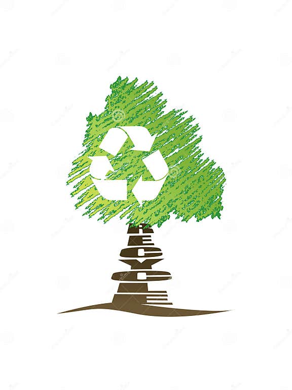 Recycle tree stock vector. Illustration of concept, recyclable - 5685579