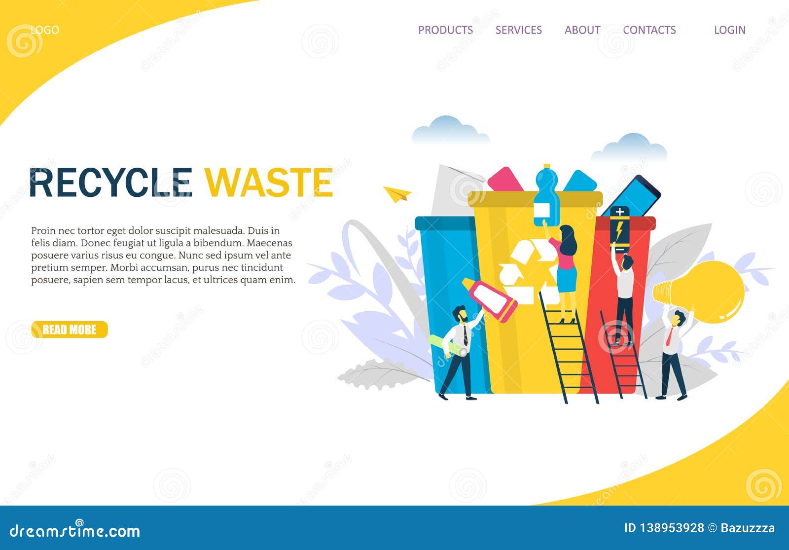 Recycle Waste Vector Website Landing Page Design Template Stock Vector ...