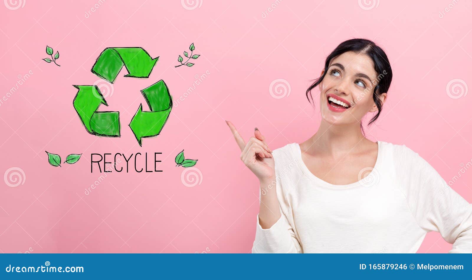 Recycle with young woman stock photo. Image of smile - 165879246
