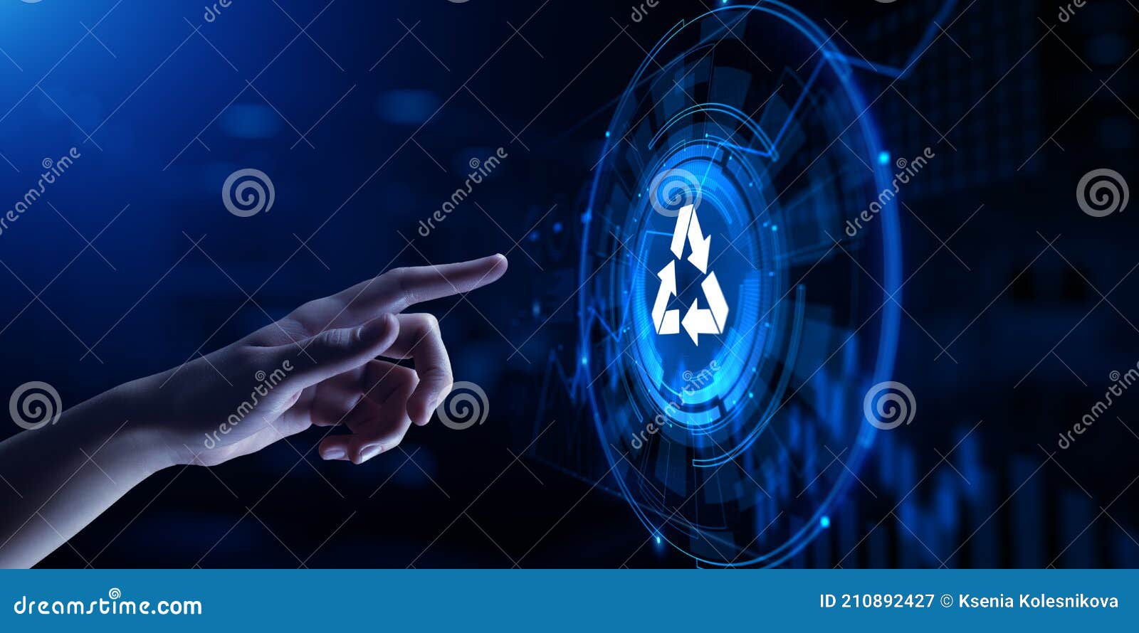 Recycle Zero Waste Ecology Saving Technology Concept. Hand Pressing ...