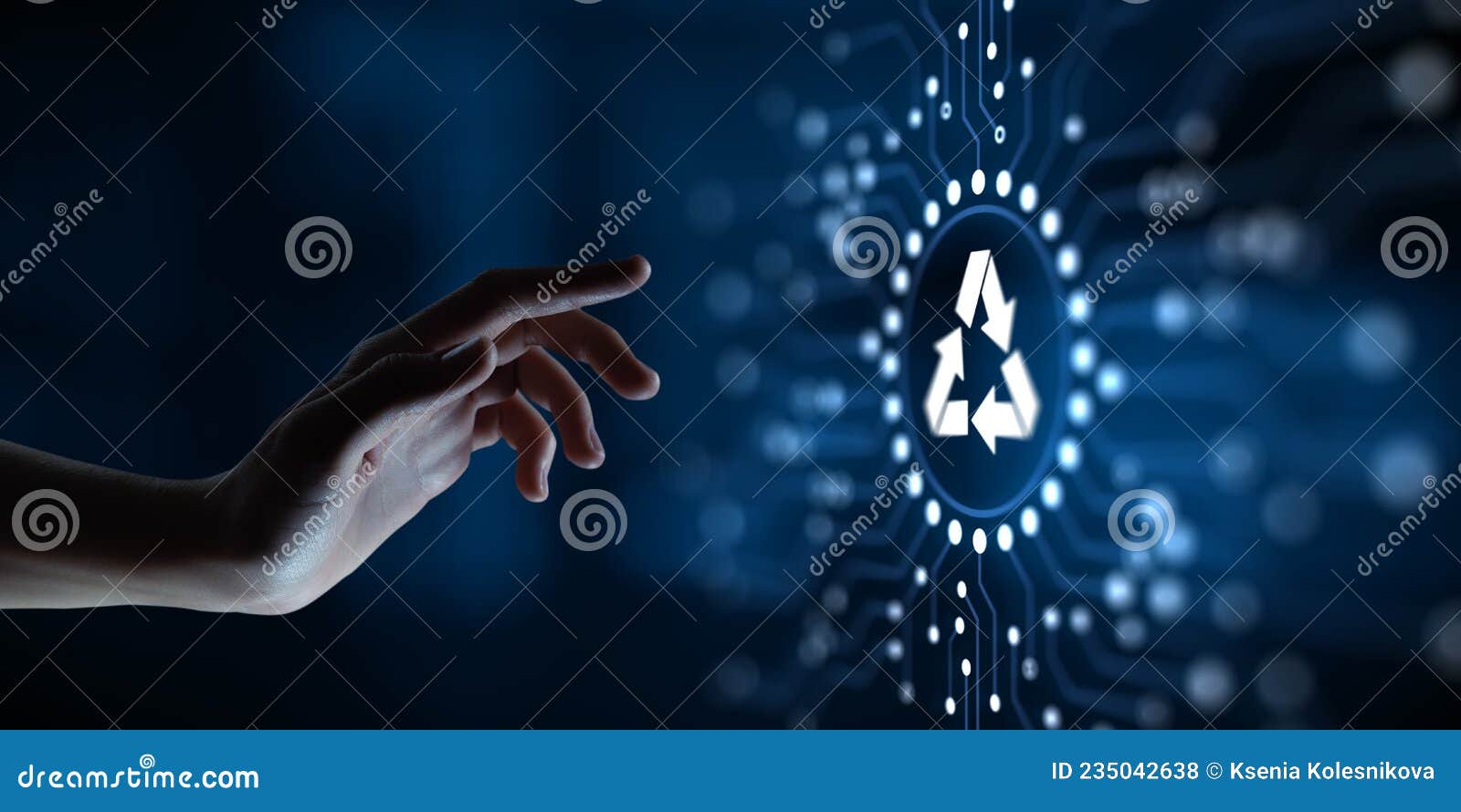 Recycle Zero Waste Ecology Saving Technology Concept. Hand Pressing ...