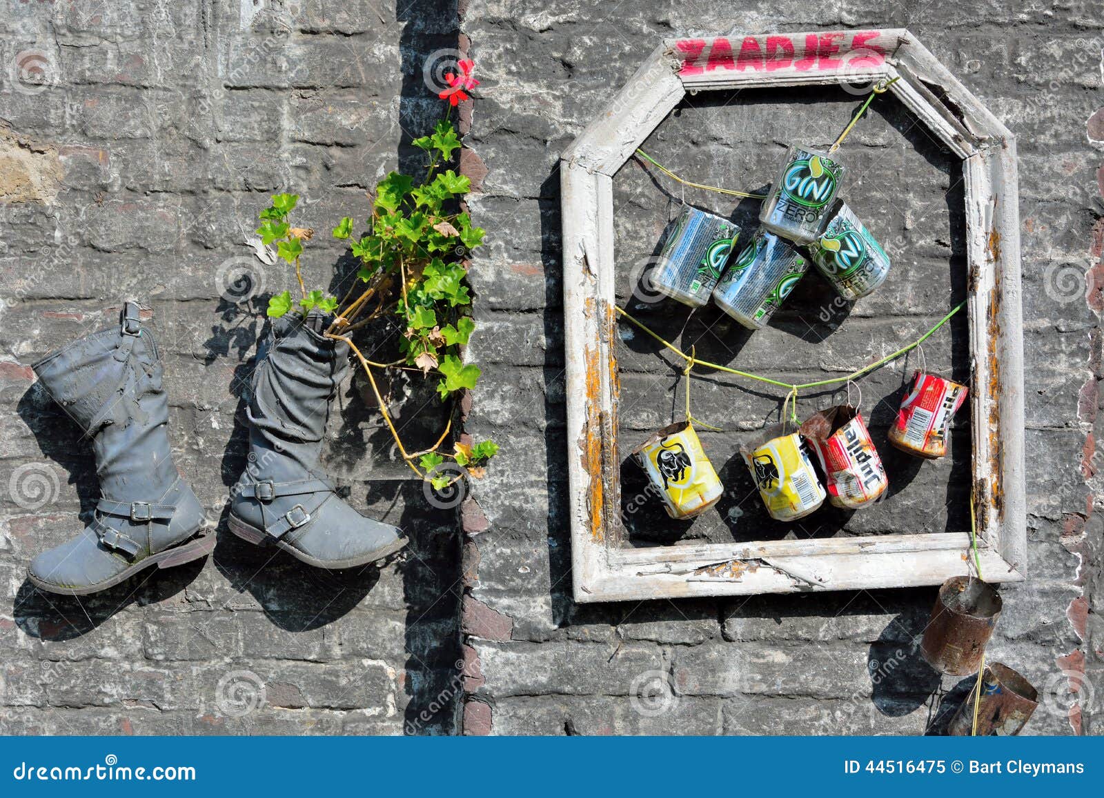 Recycled Boots and Cans Used As a Planter Editorial Image - Image of ...