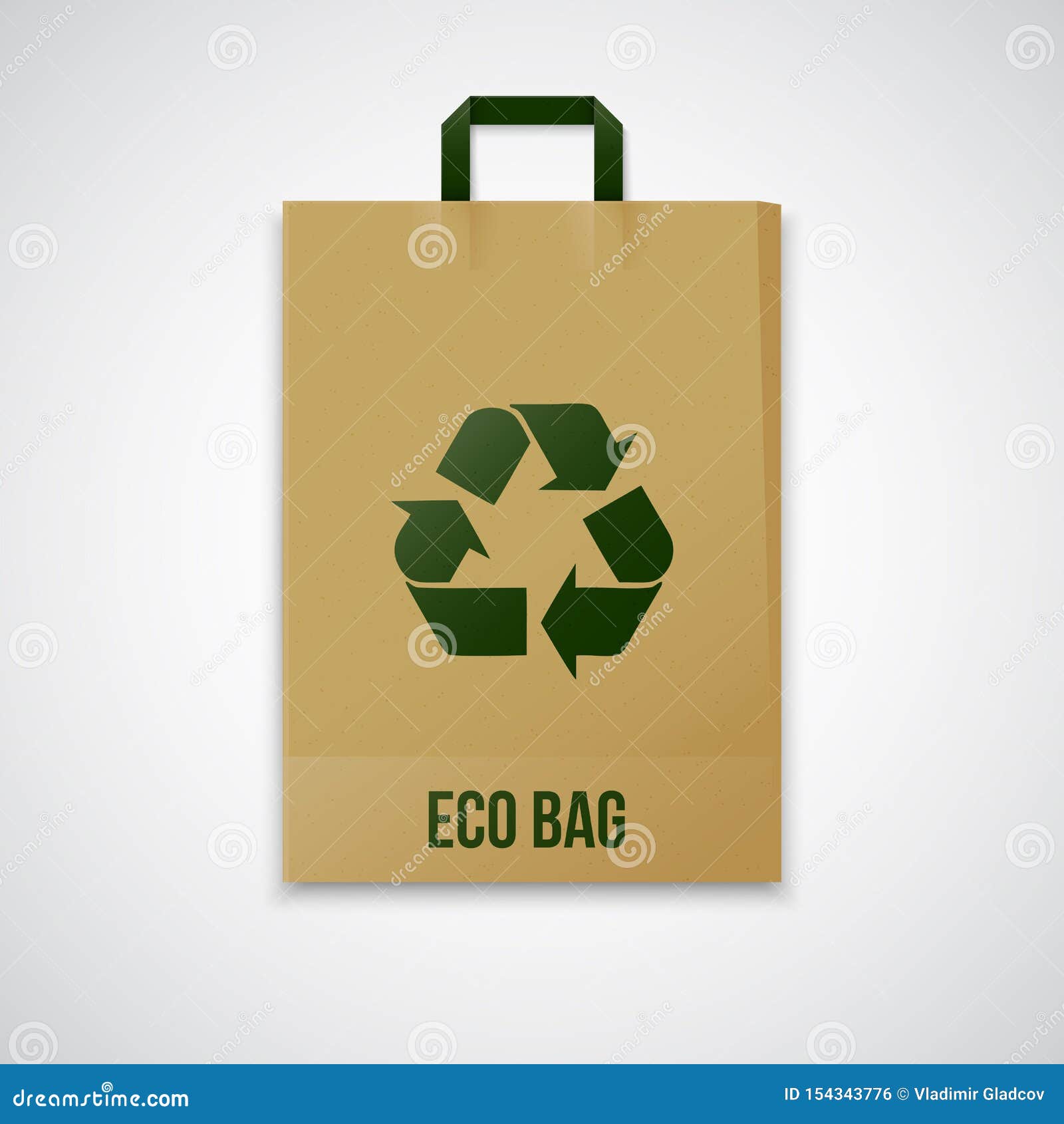 Recycled Brown Vector Eco Paper Bag Stock Illustration - Illustration ...
