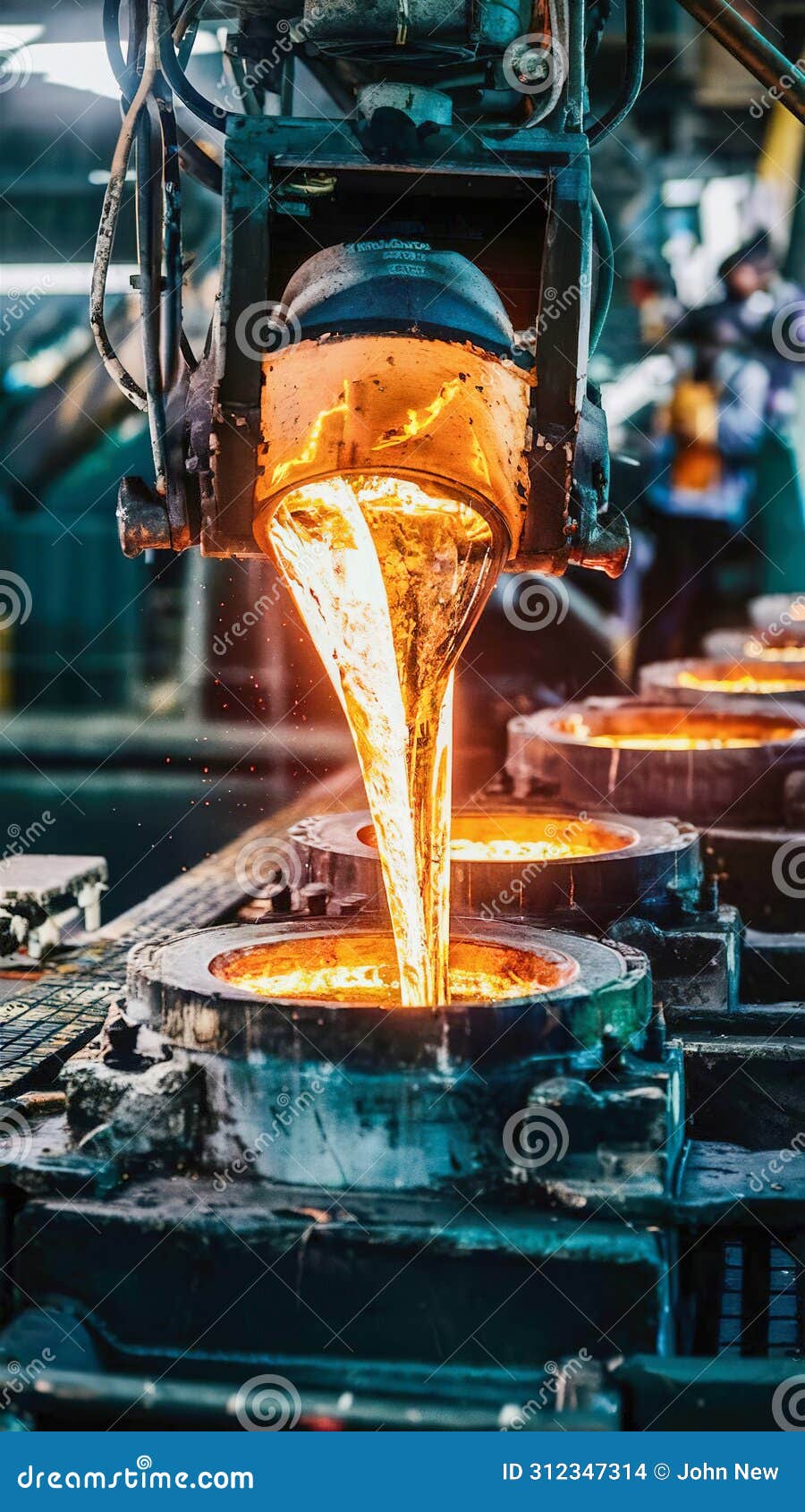 Recycled Copper Being Cast into Ingots Stock Photo - Image of burn ...