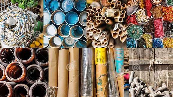 Recycled Materials Collage stock illustration. Illustration of ...