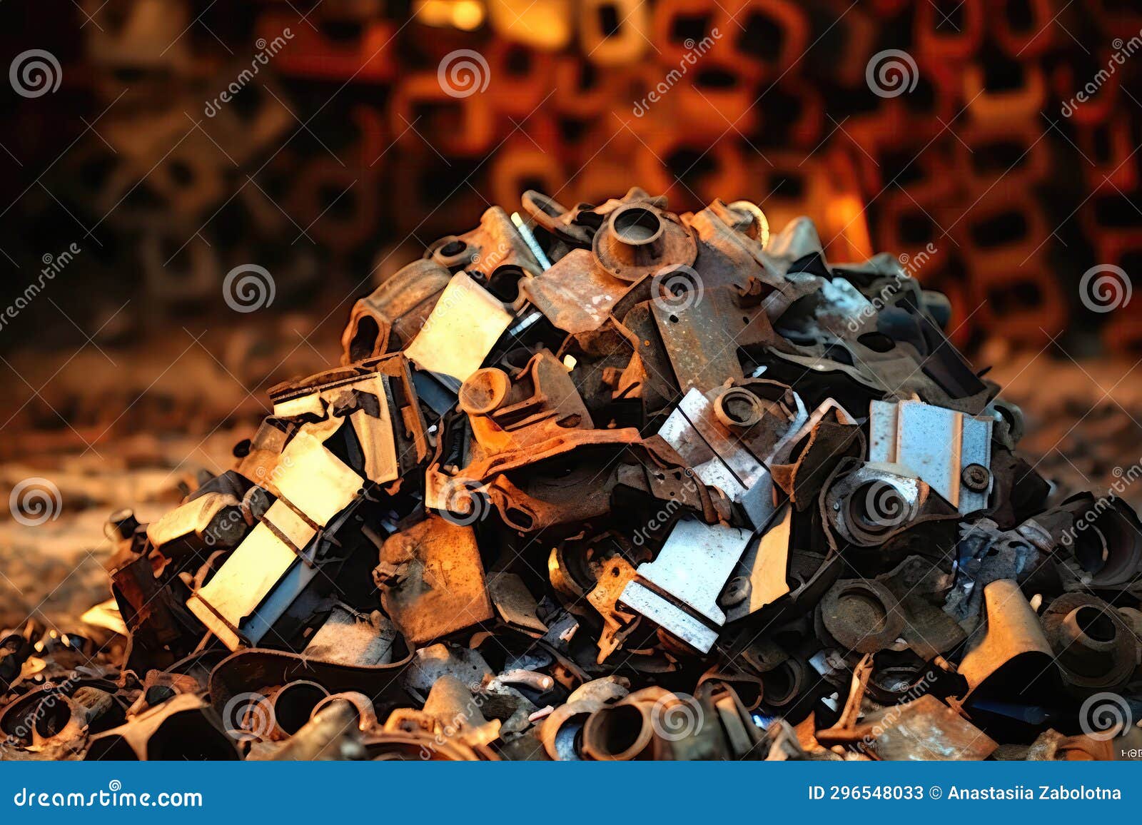 Recycled Metal Scrap Being Prepared For Smelting And Reprocessing ...