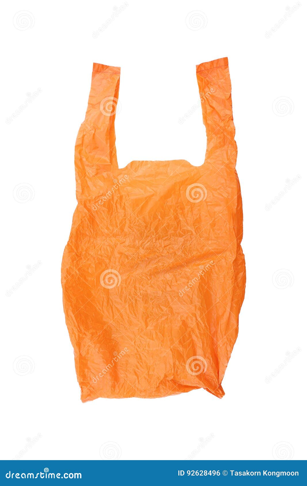 Recycled Orange Plastic Bag Isolated on White Stock Photo - Image of ...