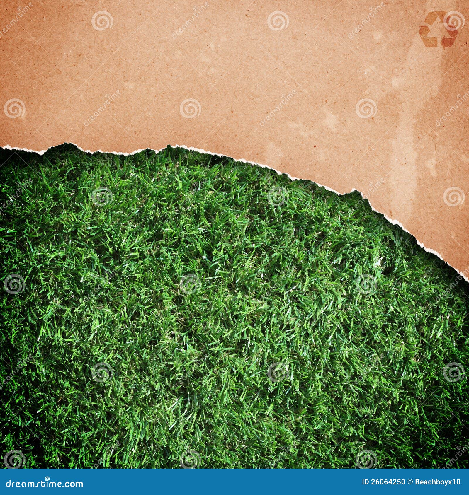 Recycled paper on grass. stock photo. Image of background - 26064250