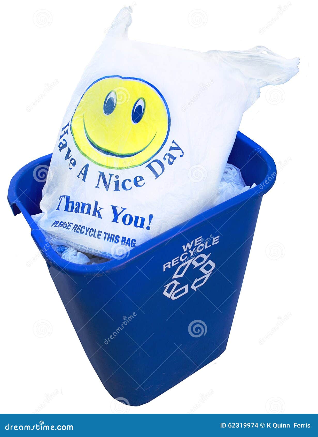 Recycled Plastic Bag HappyFace Stock Photo - Image of happy, recycled ...