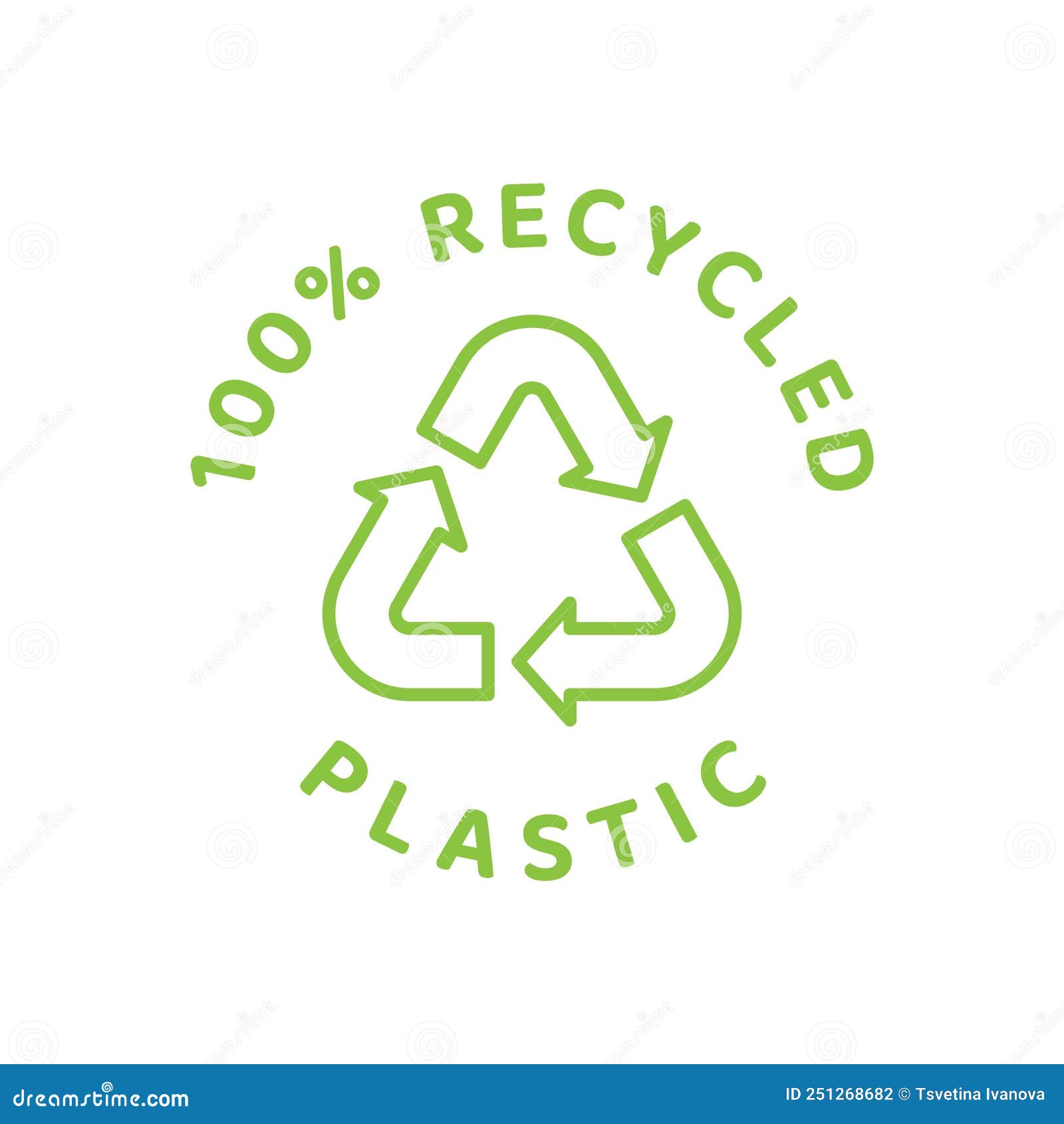 100 recycled plastic label stock vector. Illustration of reduce - 251268682