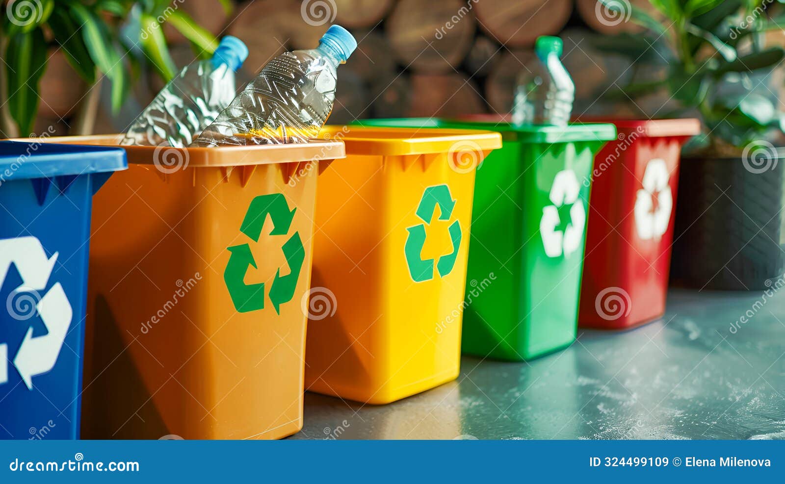 Recycled Plastic Products in Colorful Bins Stock Image - Image of zero ...