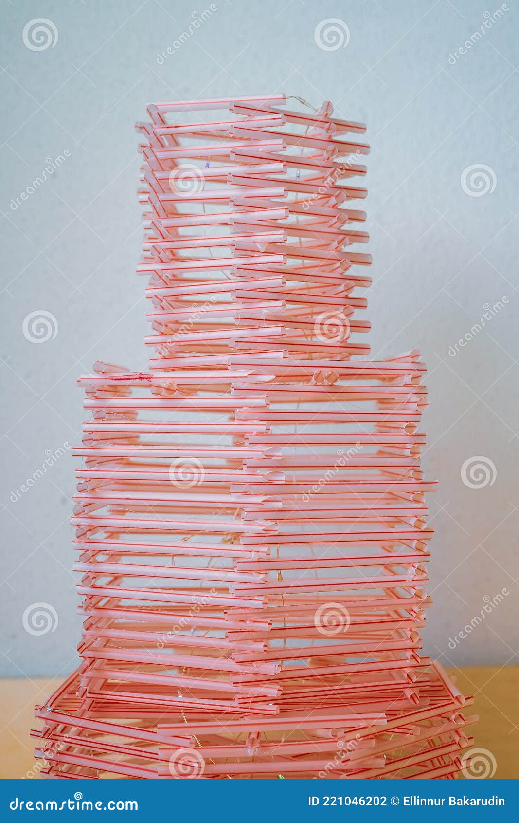 Recycled Straws Construction Building Project. Making a Tall Building ...