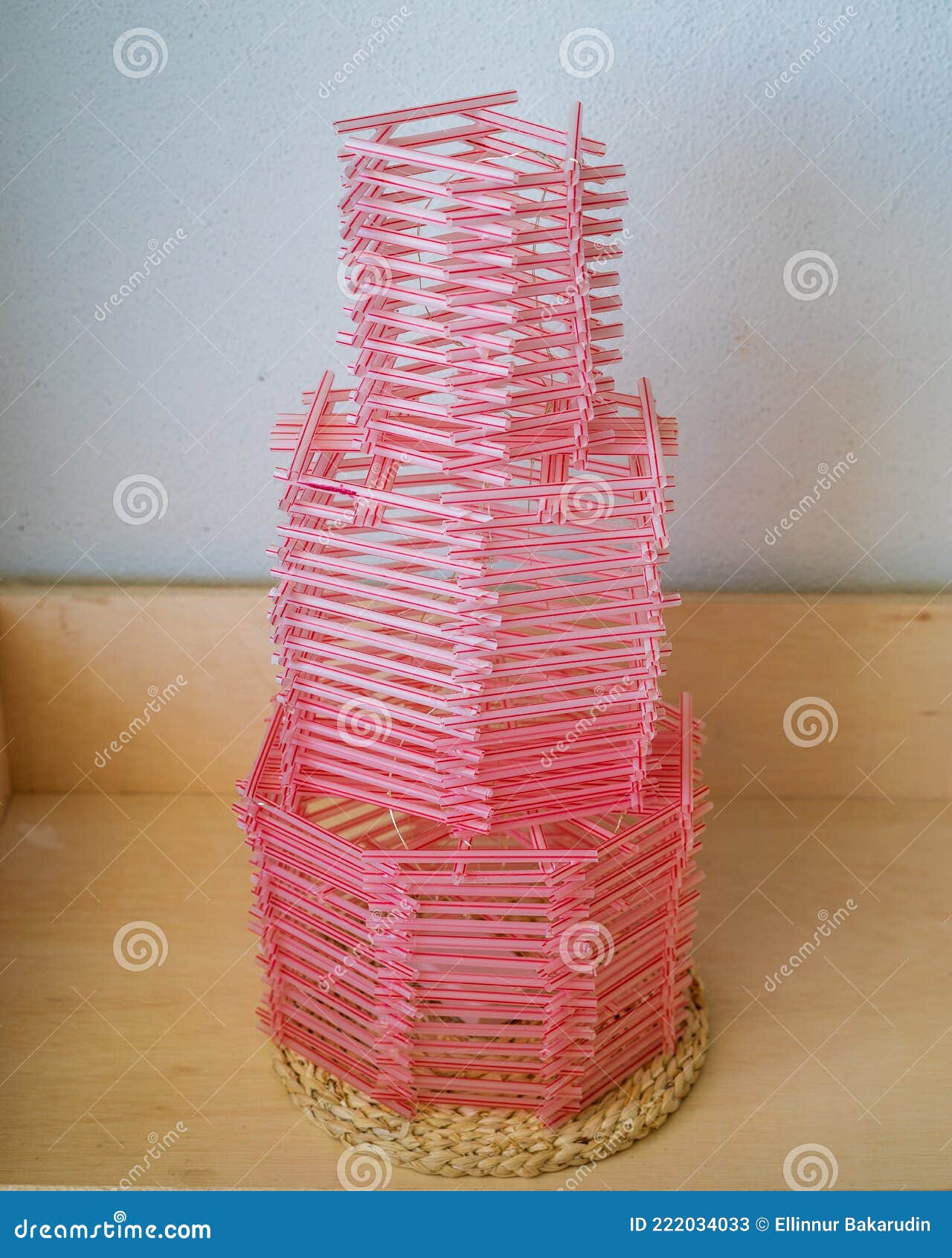 Recycled Straws Construction Building Project. Making a Tall Building ...