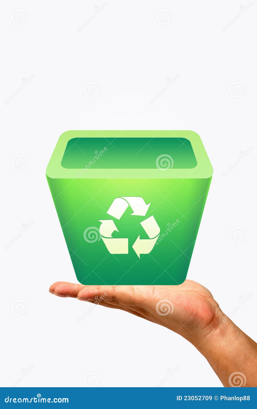 Recycleer bak op hand stock illustratie. Illustration of aarde - 23052709