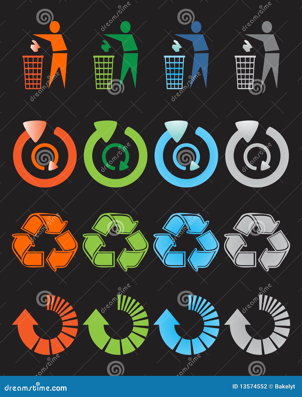 Recycleer Geplaatste Pictogrammen Vector Illustratie - Illustration of ...
