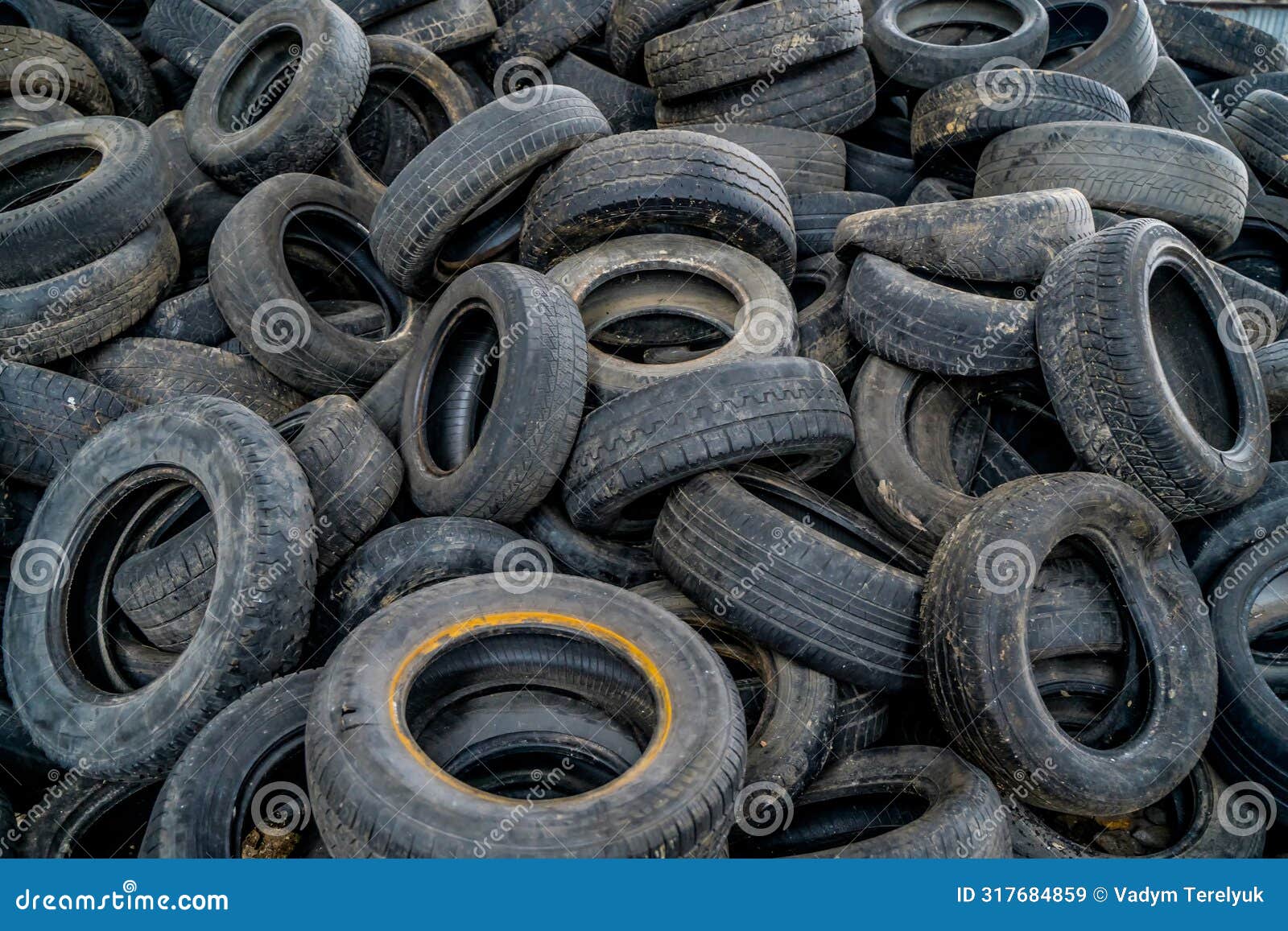 Recycling Abandoned Wheels. Old Tires Trash Storage Stock Image - Image ...