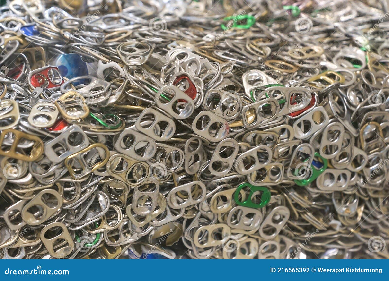 Recycling Aluminum Ring Pull from Cans Stock Photo - Image of container ...