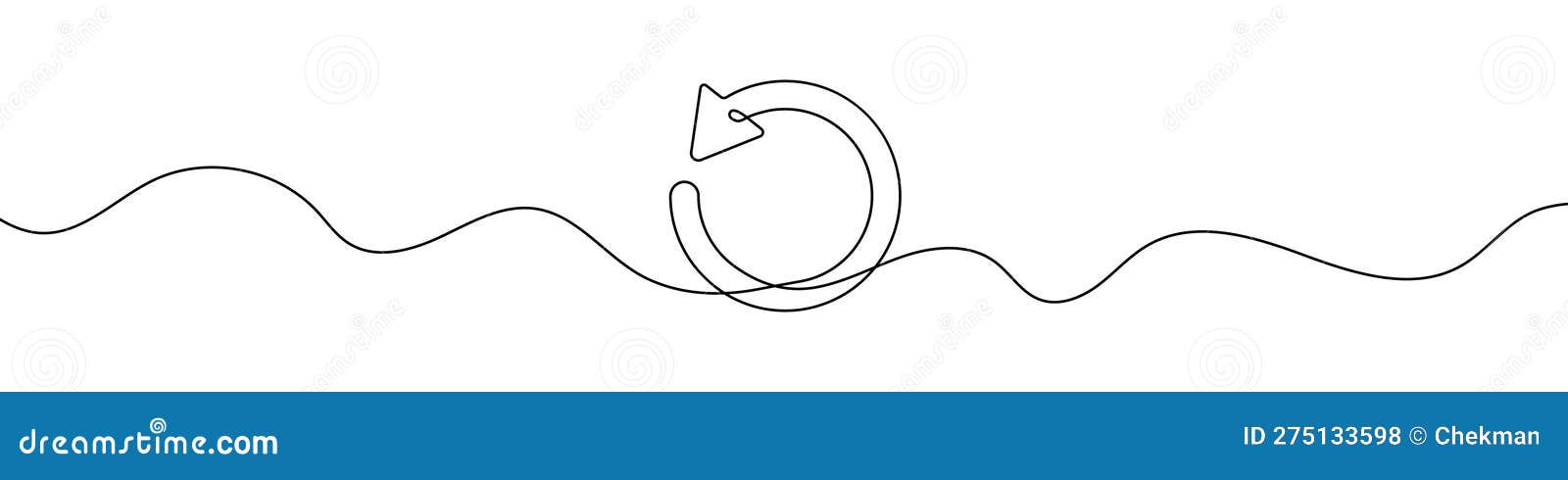 Recycling Arrow In Continuous Line Drawing Style. Line Art Of A Round ...